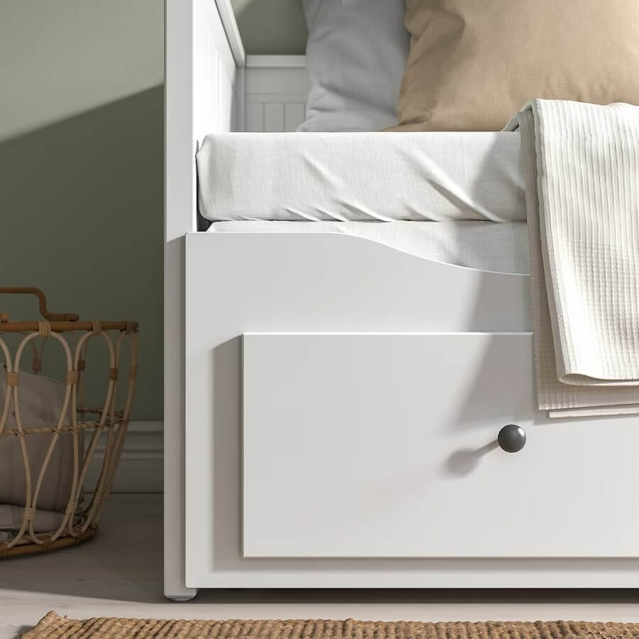 Ikea Hemnes Day Bed W 3 Drawers 2 Mattresses White Afjall Firm 80x200